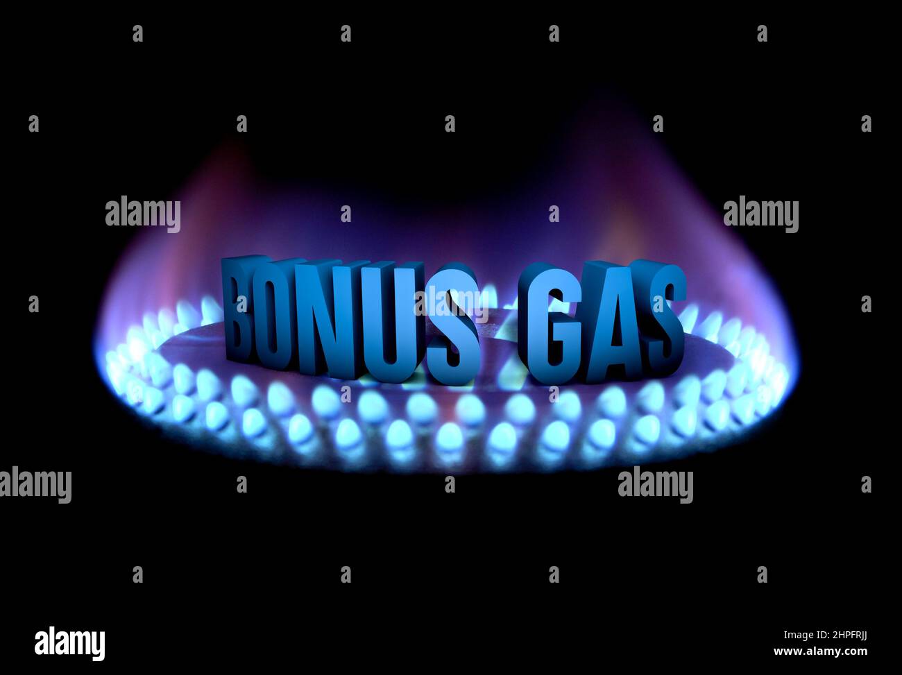 Gas bonus economic help for families with discomfort. Text on flame ...
