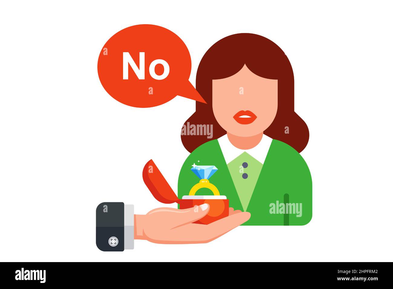 the girl refuses the man to marry him. flat vector illustration Stock ...