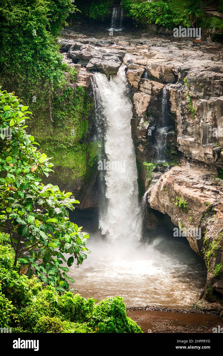 An exotic, landscape waterfall hidden in tropical jungle rain forest ...