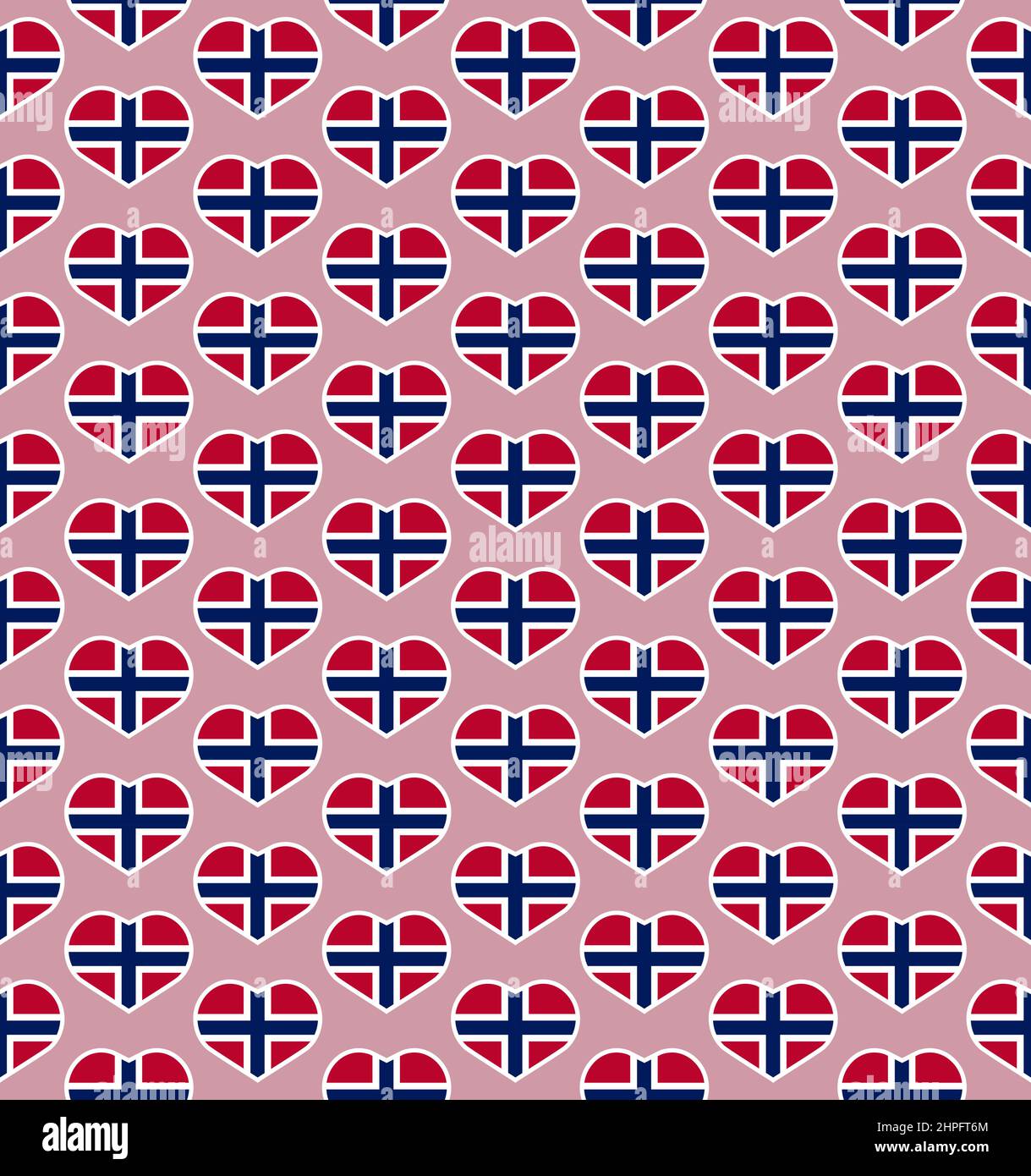 Norwegian heart-shaped flag on pink background, seamless pattern Stock ...
