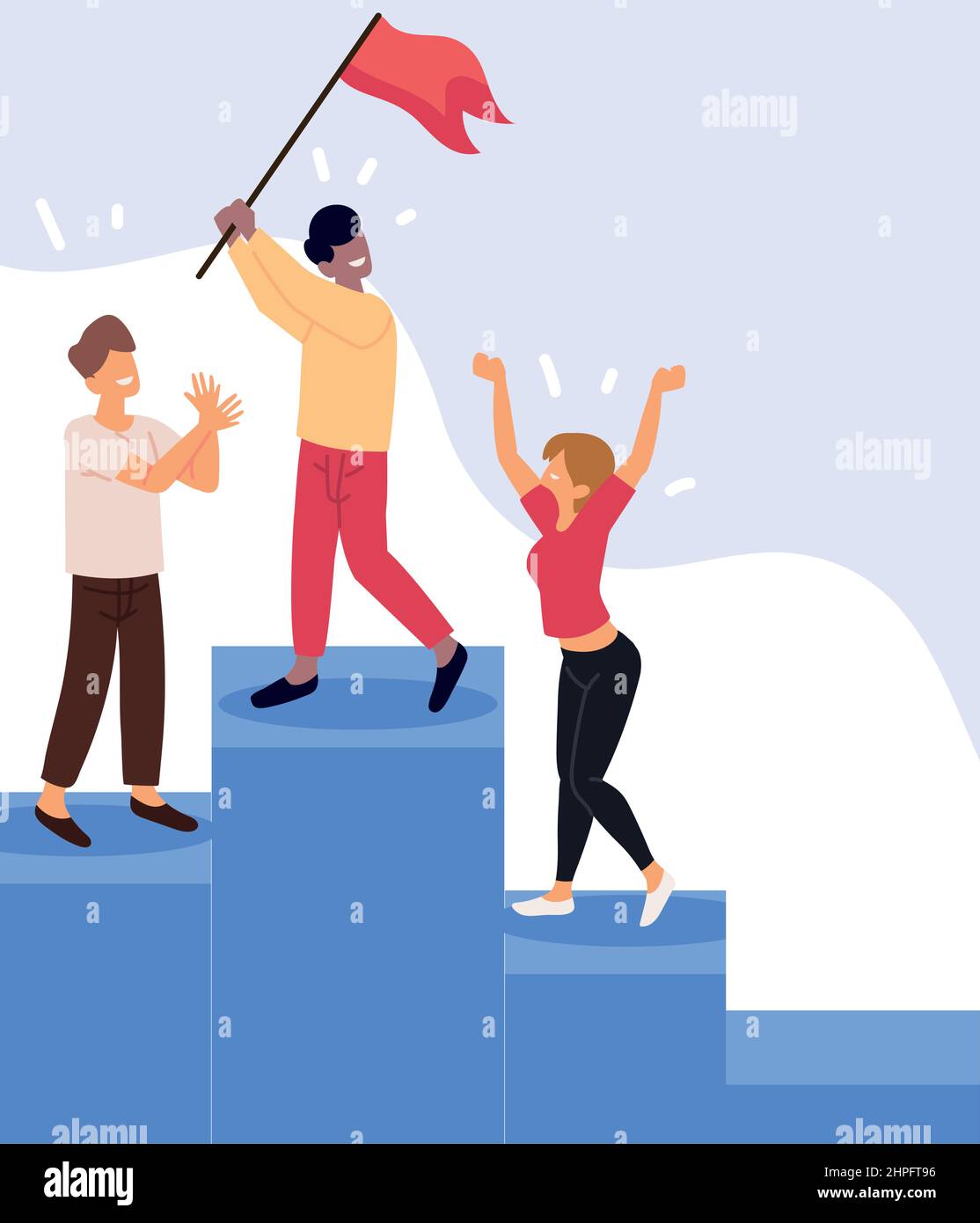people with flag goal achievement Stock Vector Image & Art - Alamy