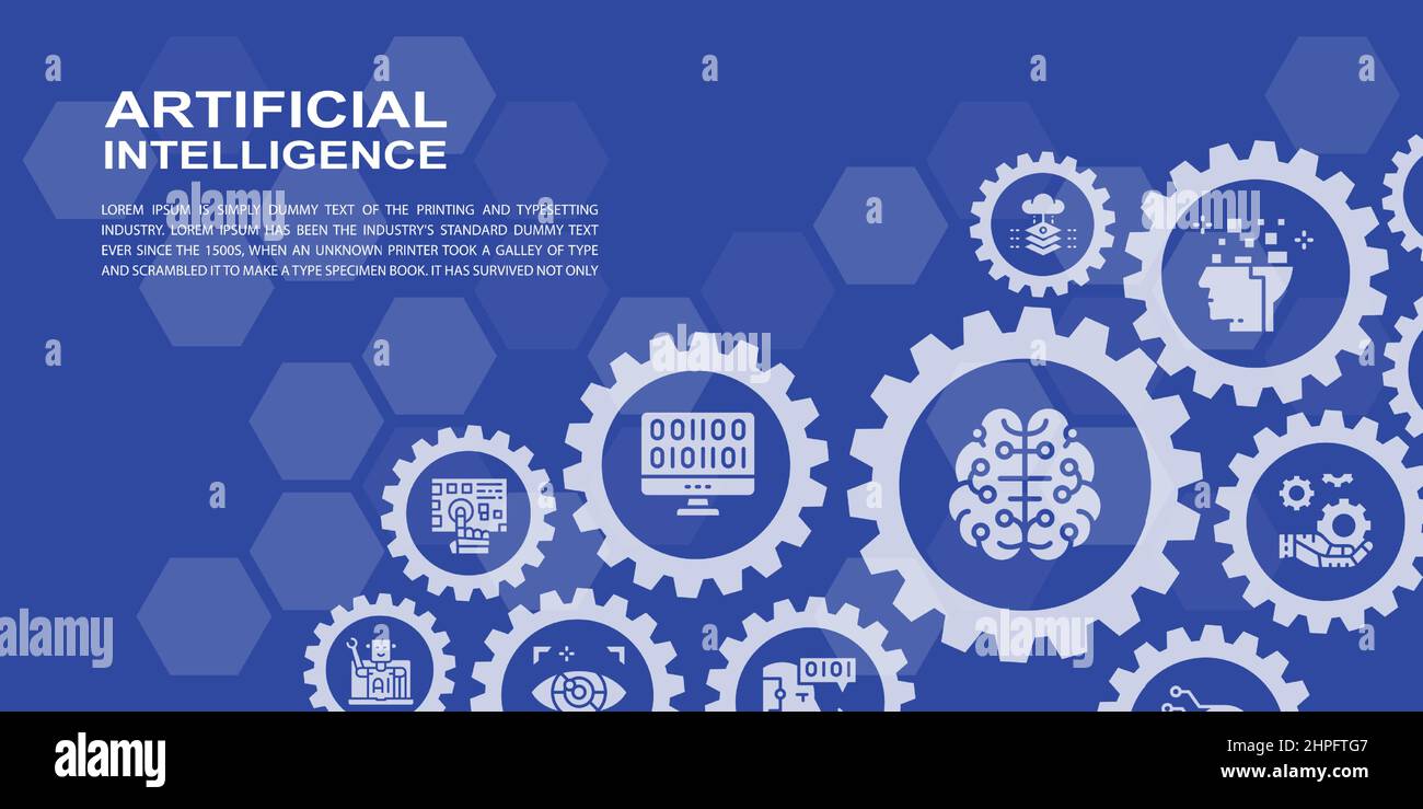 Artificial Intelligence landing page design template. Robotics, Chatbot, Database, Big Data ...