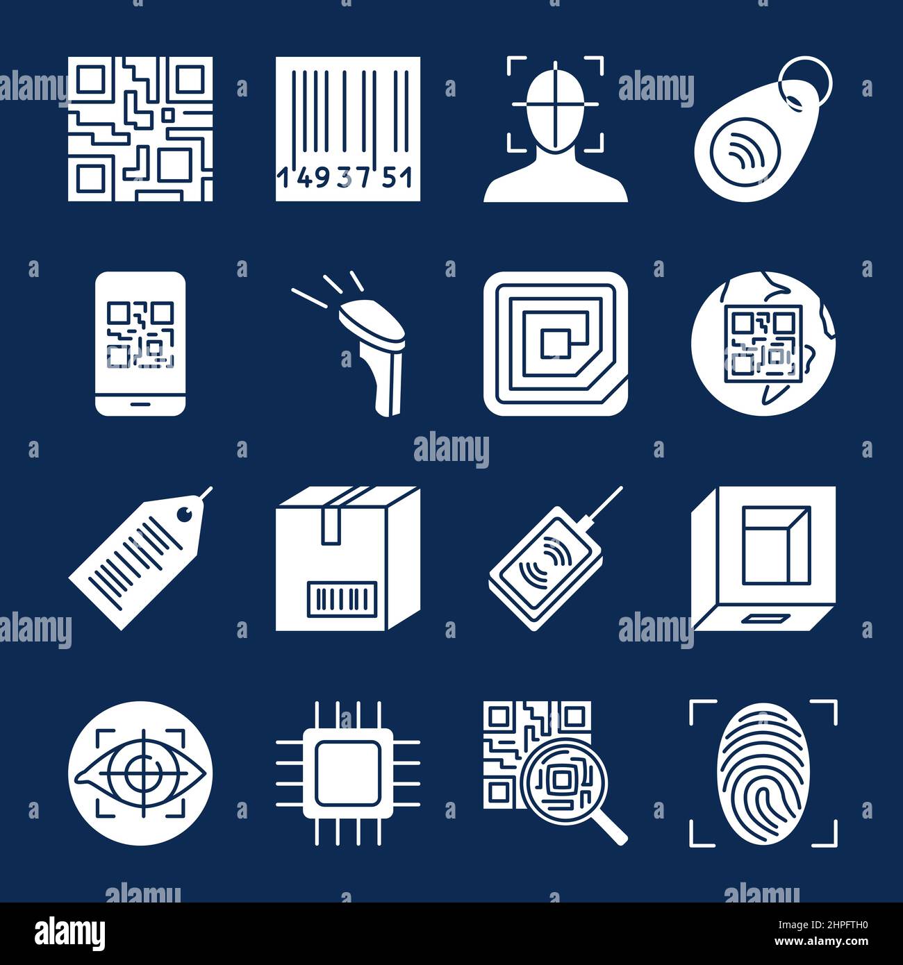 Qr code and barcode icon set. Qrcodes and identification symbols ...