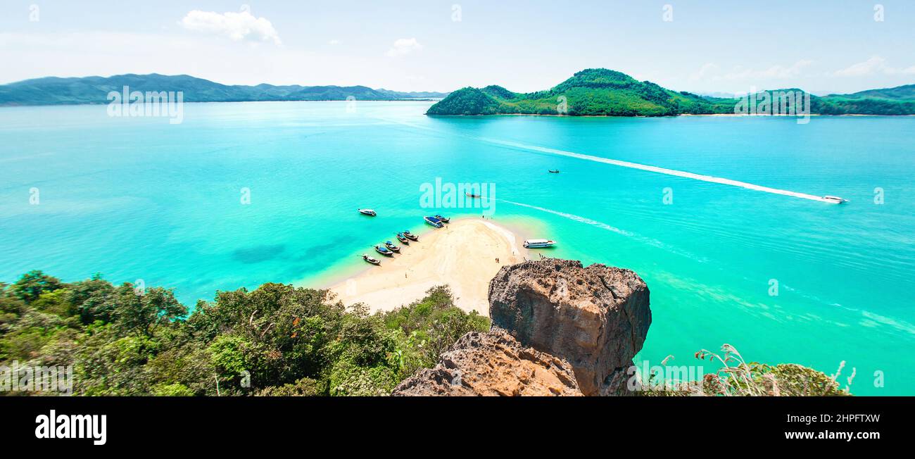 Blue sea, blue sky and paradise tropical beach. Vacation holidays ...