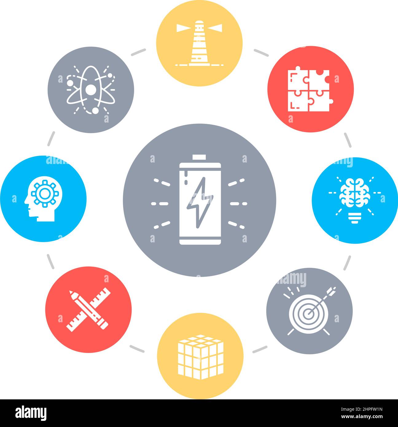 Creative circle illustration with icons. Innovation, startup, artwork ...