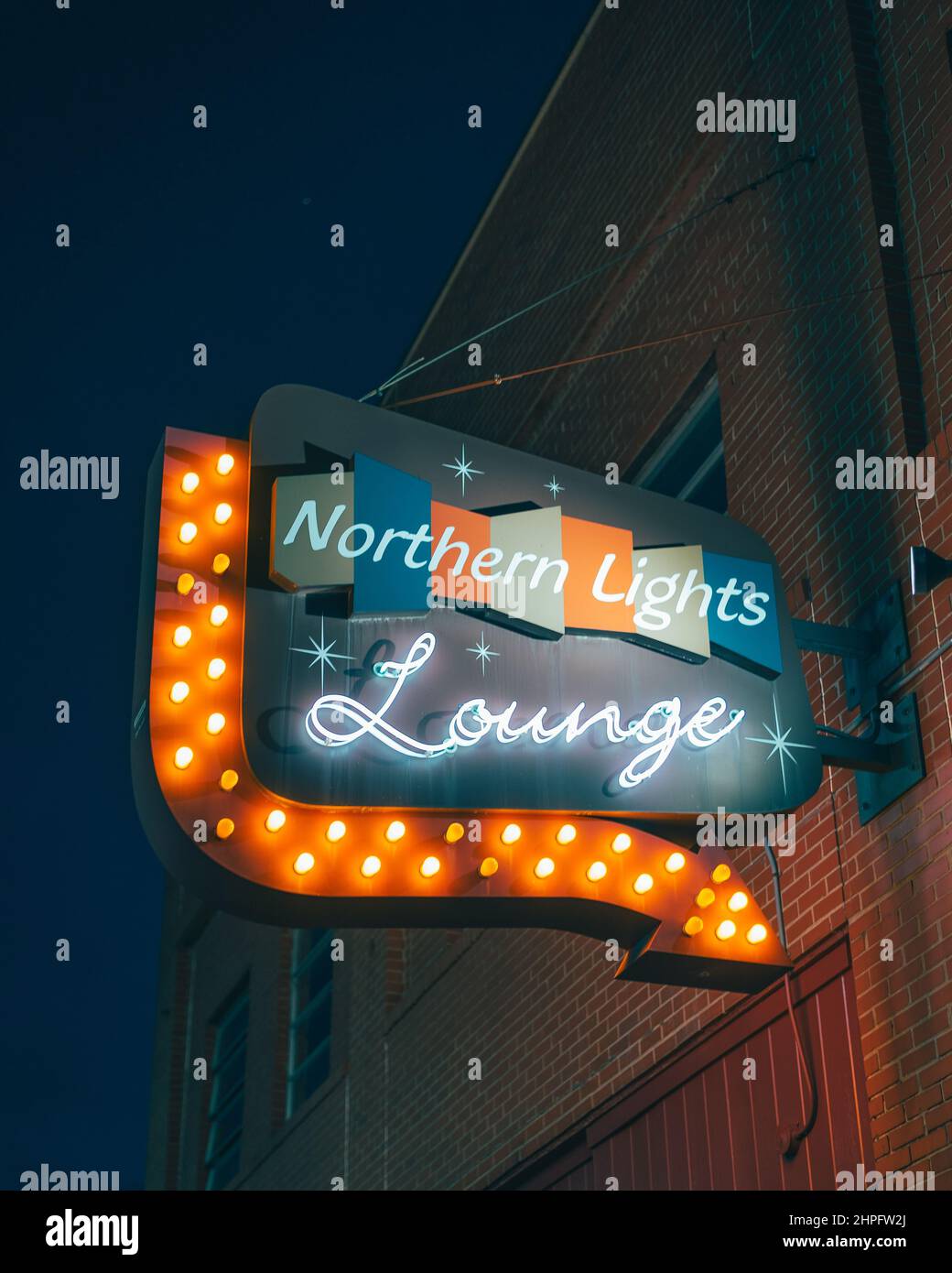 Northern Lights Lounge sign at night, in Detroit, Michigan Stock Photo ...