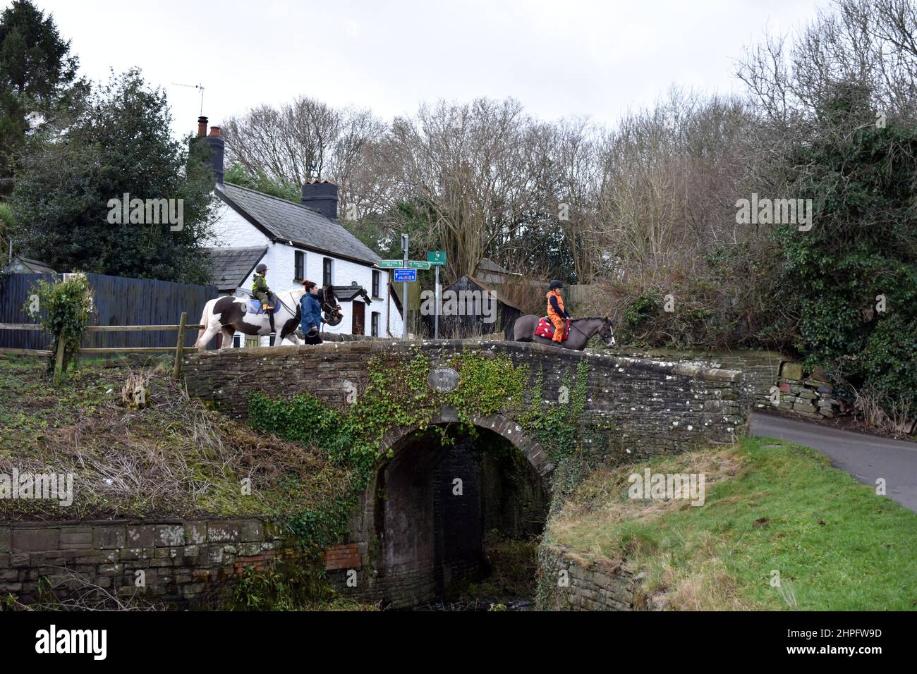 Horses crossing the bridge on the Fourteen locks canal path, Newport ...