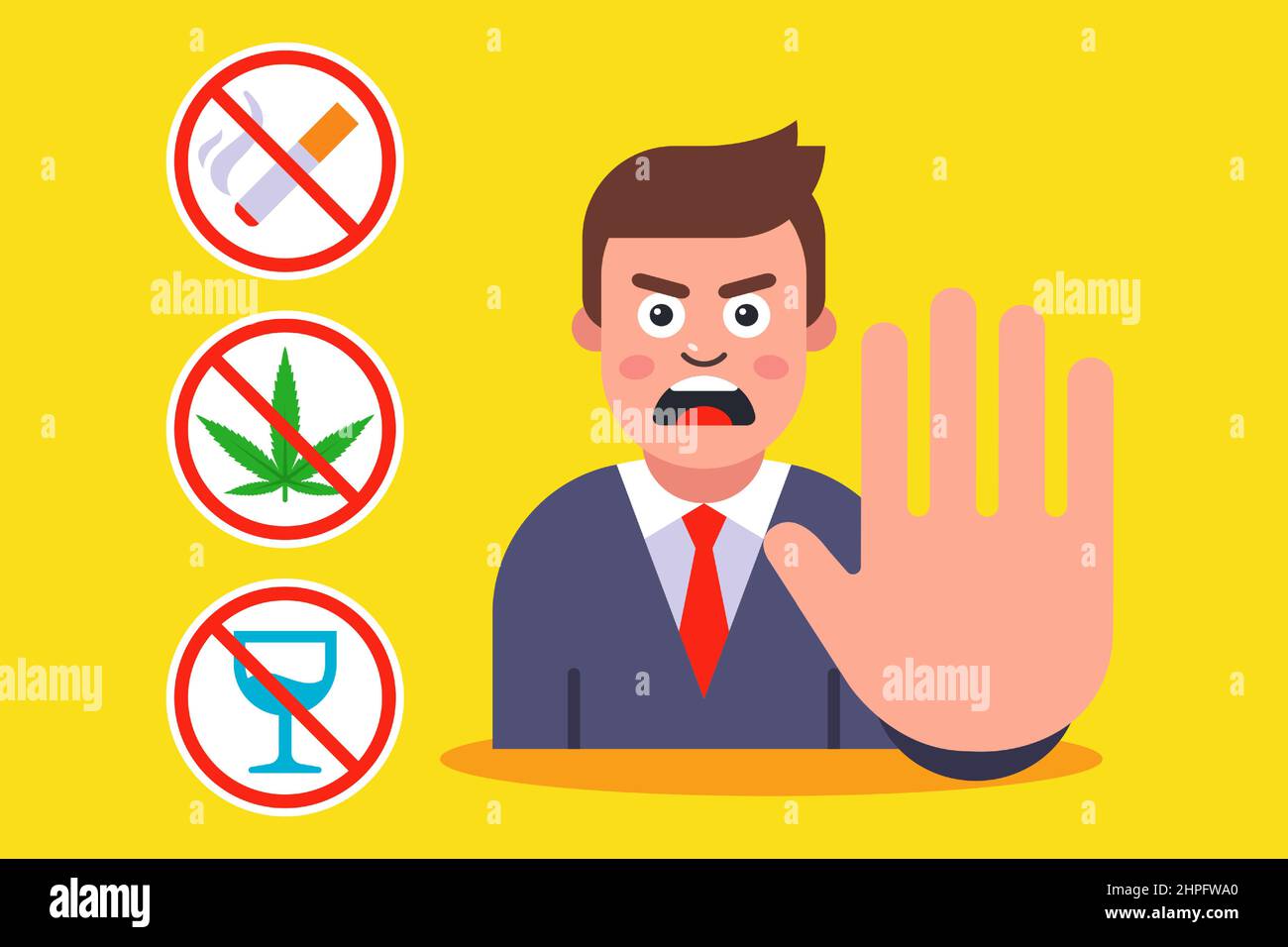 poster stop drugs, alcohol, cigarettes. give up bad habits. flat vector ...