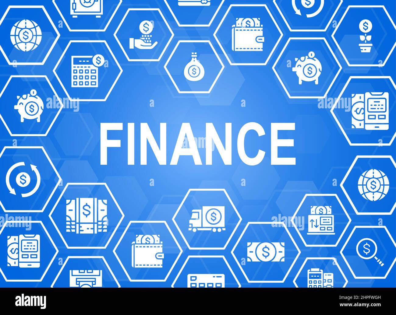 Money and Banking icons banner. Credit Card, Currency Exchange, Atm ...