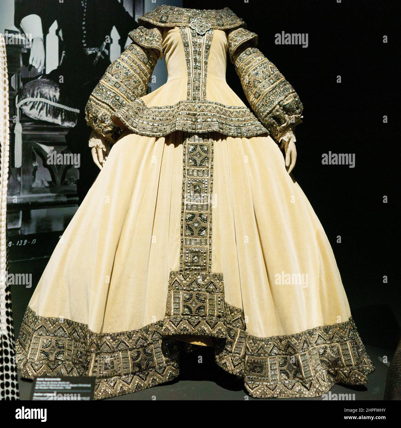 A dress worn by Greta Garbo in the movie Queen Christina of Sweden seen ...
