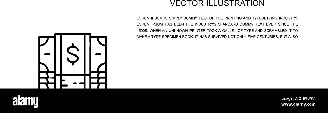 Vector bundle of money, cash, dollar, banknote one line icon ...