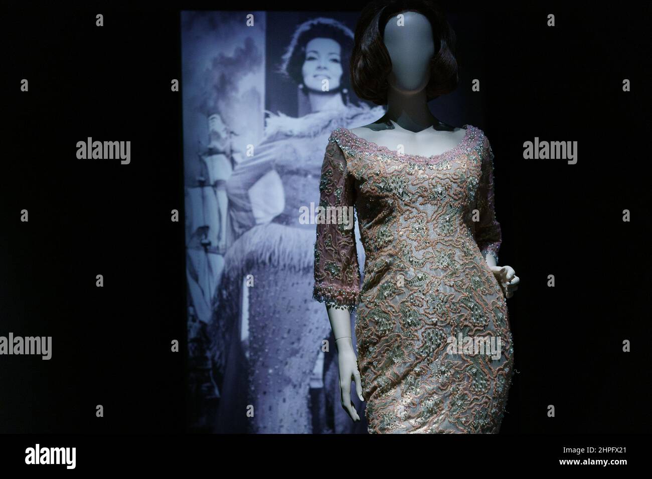 A dress worn by Sara Montiel in the film Lady of Beirut seen on display ...
