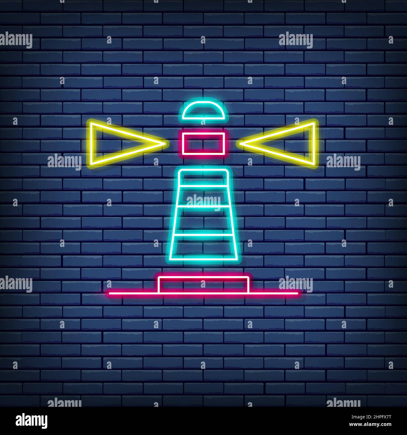 Vector lighthouse, beacon, warning sign, navigation, seamark neon sign ...