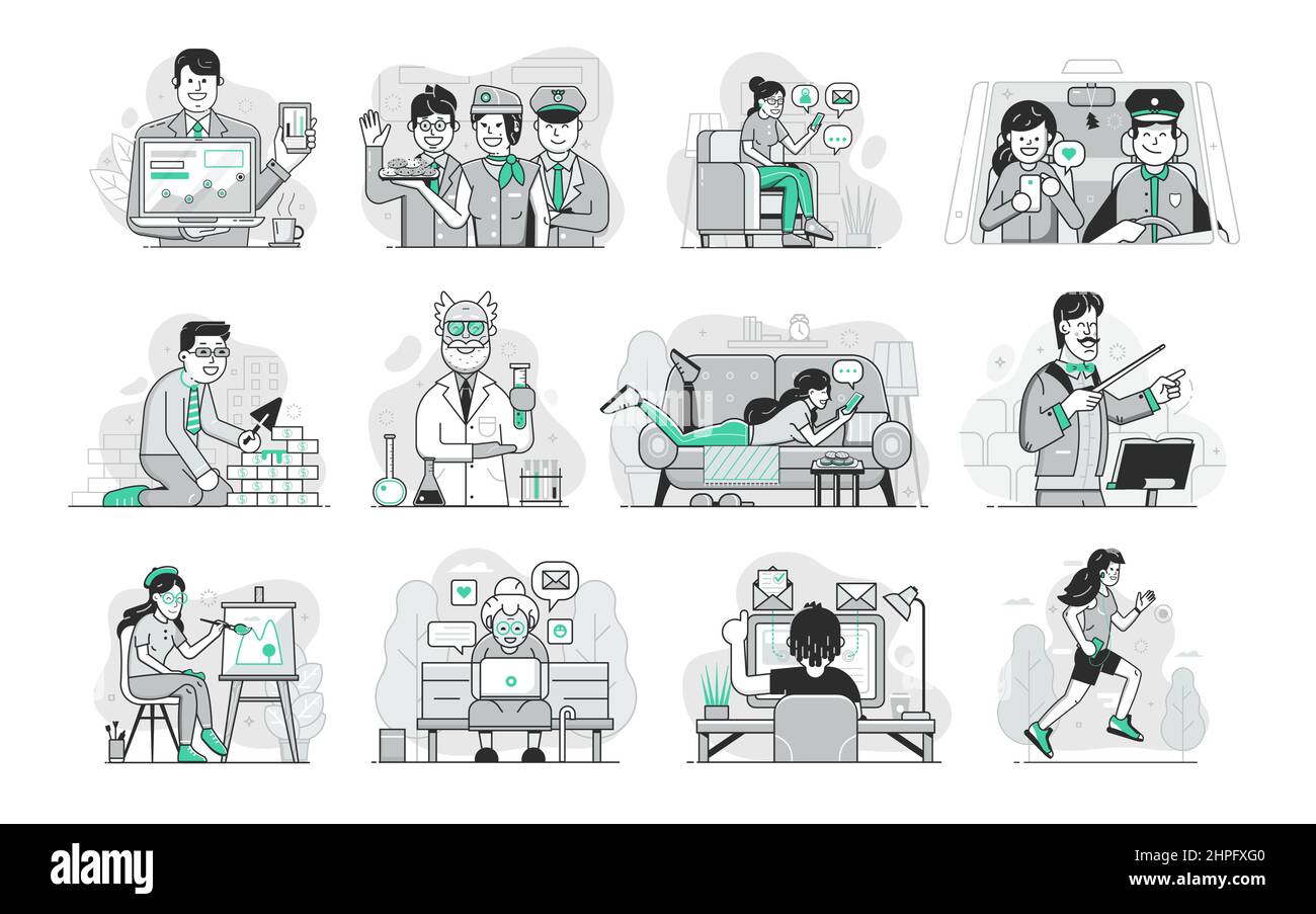 Social network smartphone people Cut Out Stock Images & Pictures - Alamy