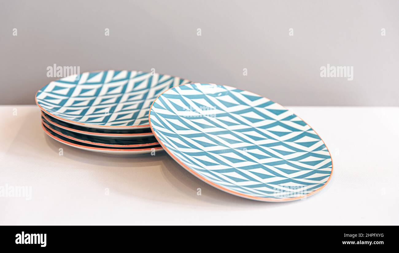 Close-up, set of stylish texture plates isolated Stock Photo - Alamy