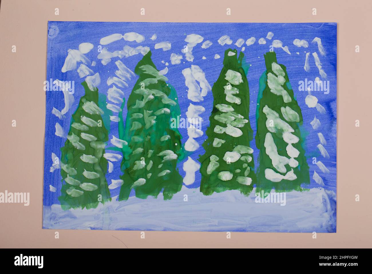 Children's Christmas drawing. Application of children's creativity ...