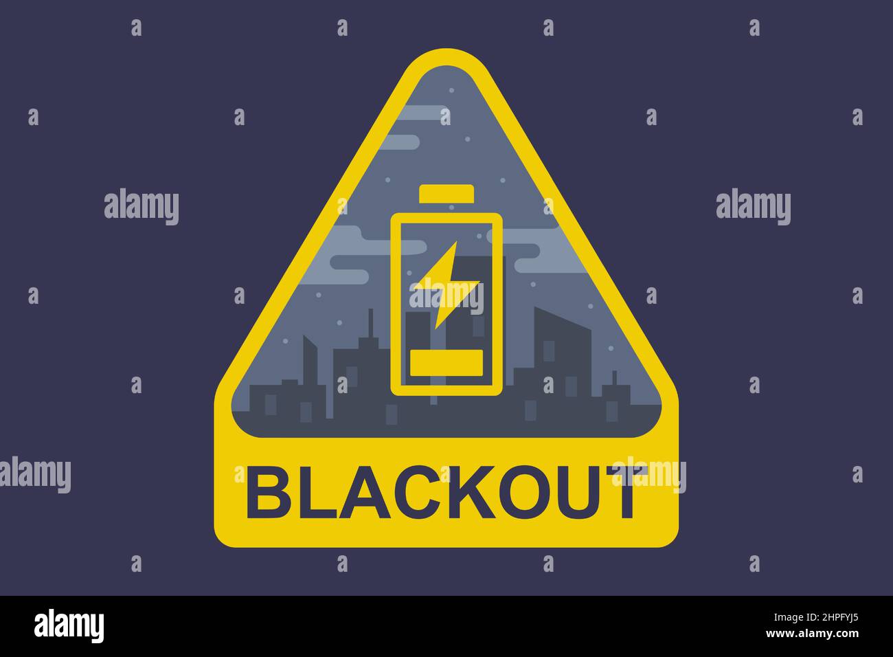 blackout sign on a city background. The battery is low. flat vector ...
