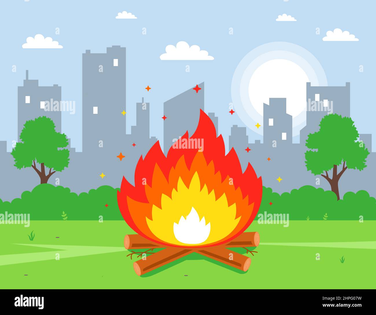 Firewood on green grass Stock Vector Images - Alamy