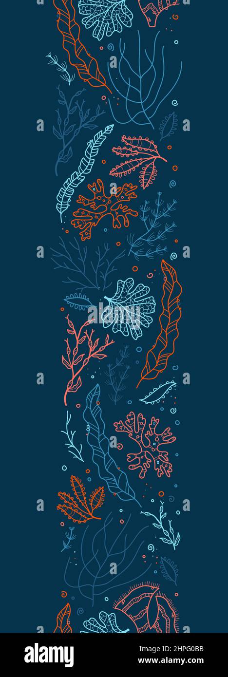 Cute seaweed seamless pattern, hand drawn underwater background, great ...