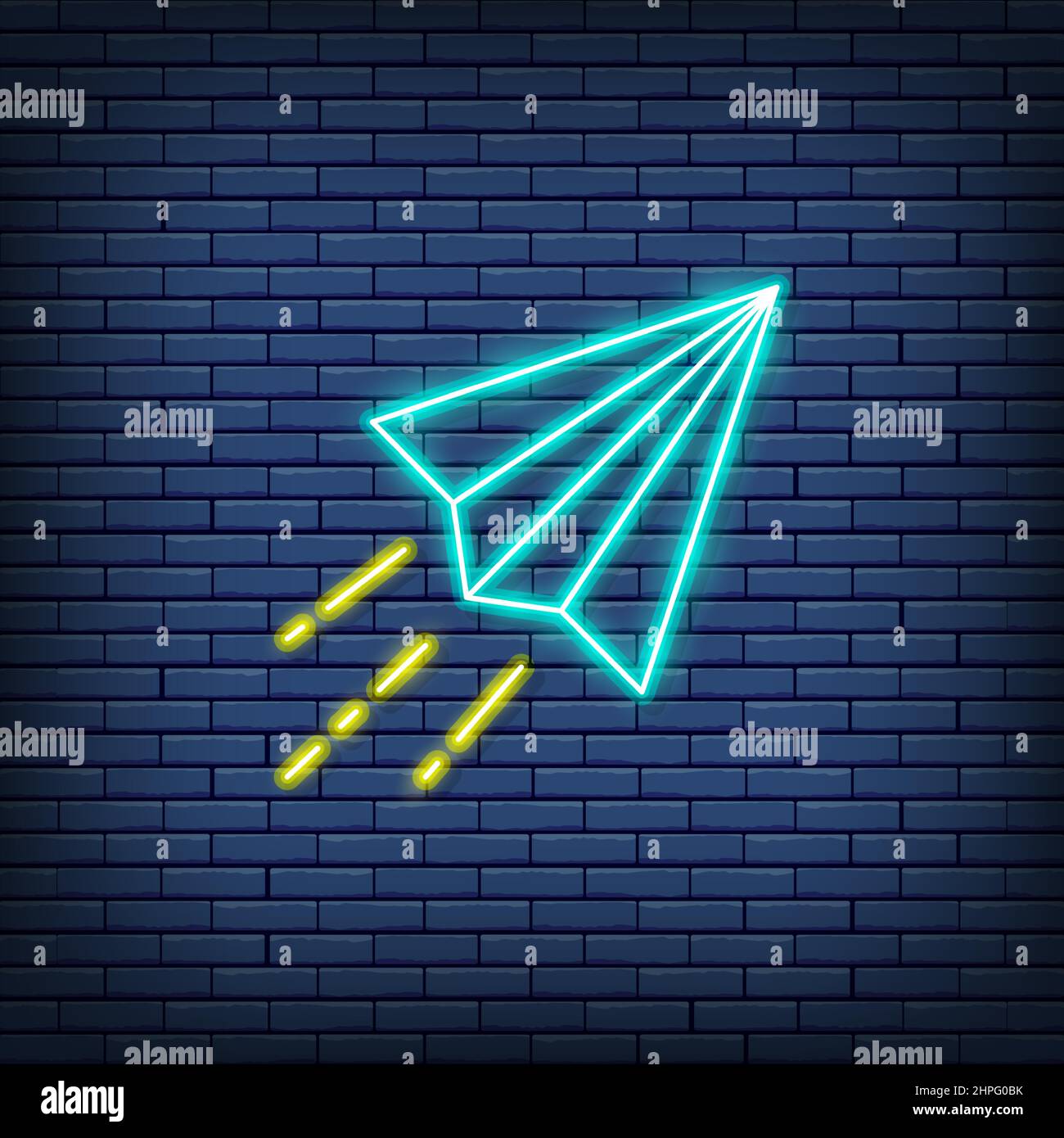 Vector paper plane, origami airplane neon sign Stock Vector Image & Art ...