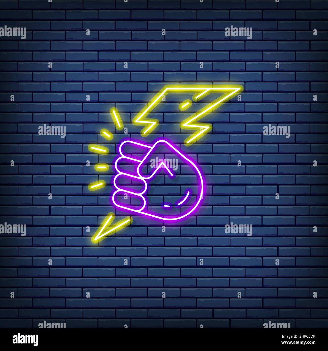 Vector hand with lightning, power neon sign Stock Vector Image & Art ...