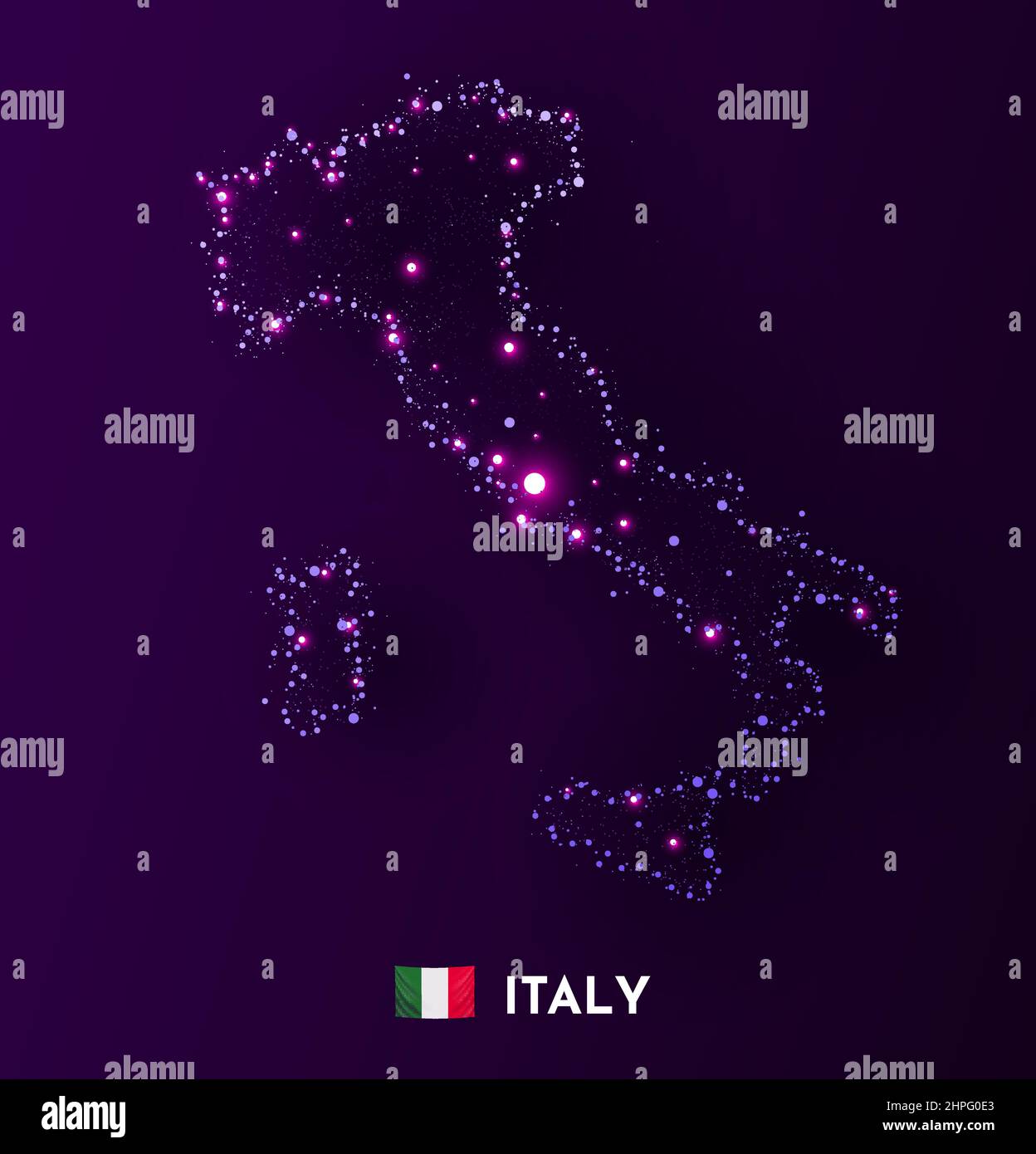 Italy map made of stars and dots. Globalization concept. Space view ...