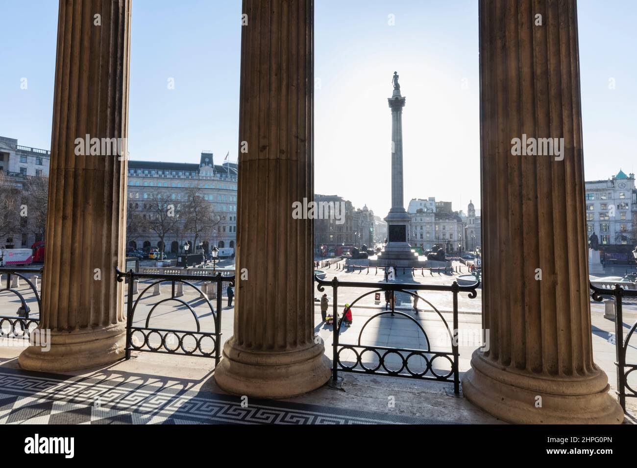Trafalgar square and nelsons column from the national gallery hi-res ...