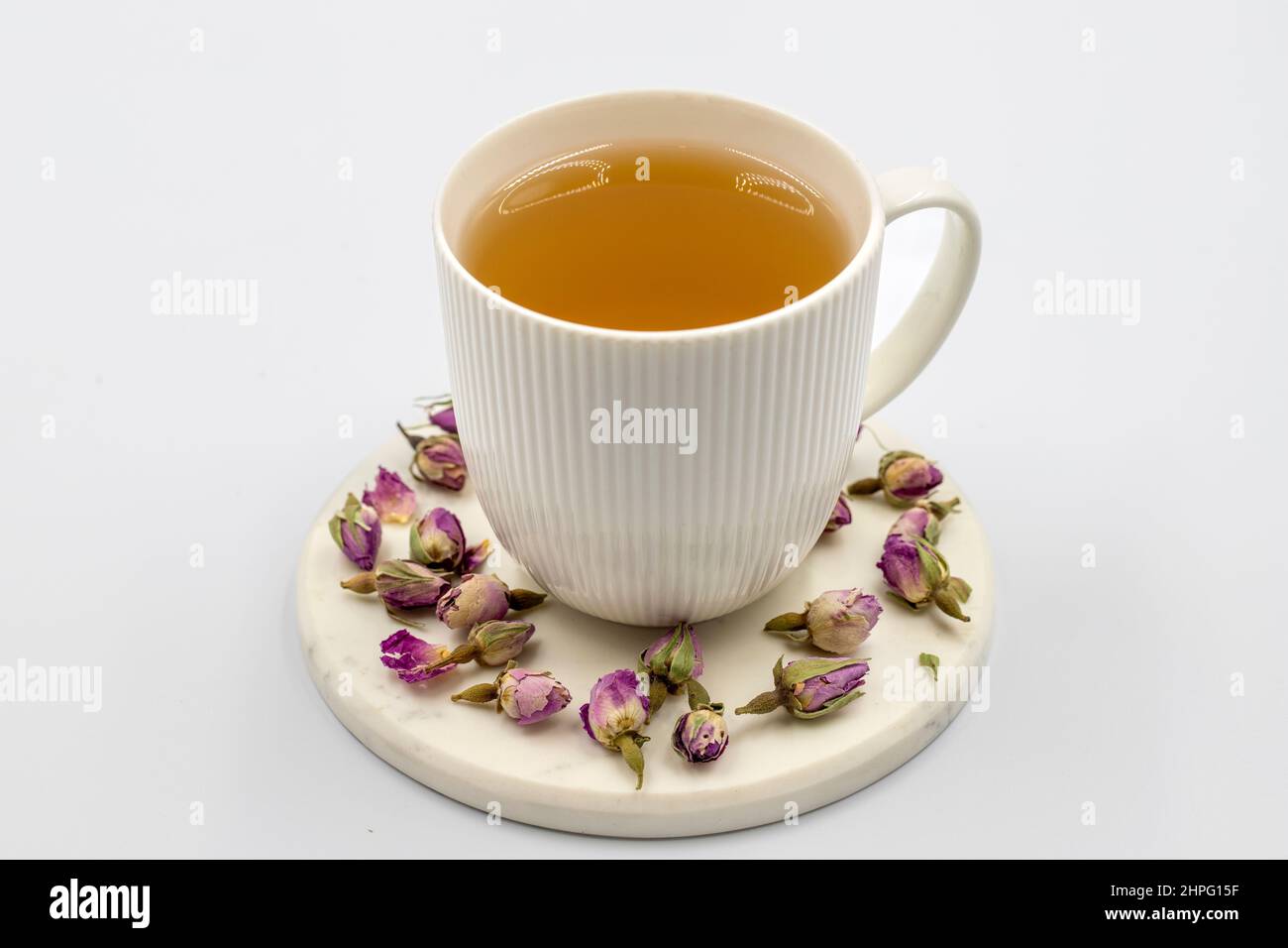 Bud Rose Tea isolated on a white background. Medicinal herbal tea Stock ...