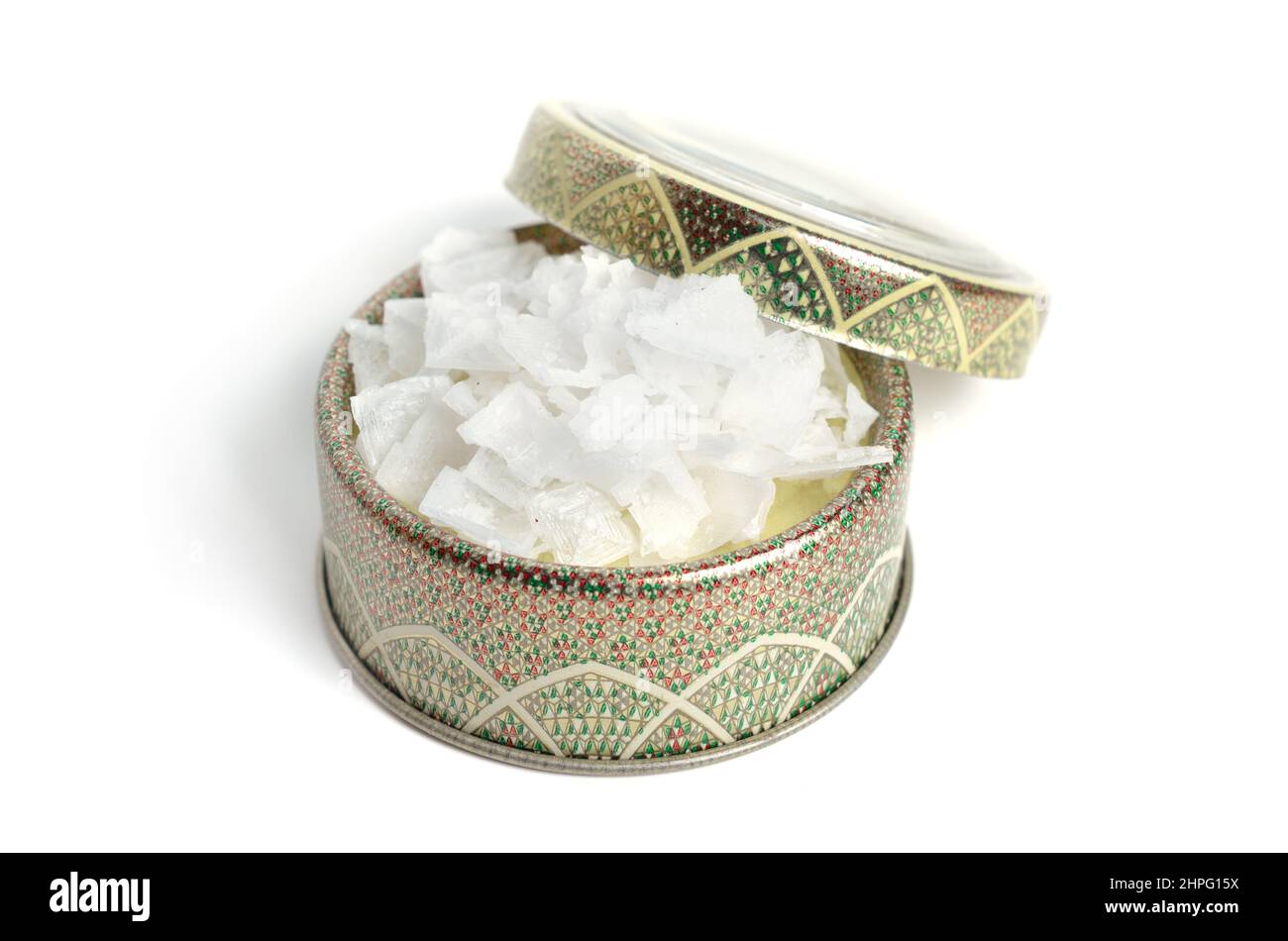 Pyramidal salt crystals. Cyprus salt. Isolated on white background ...