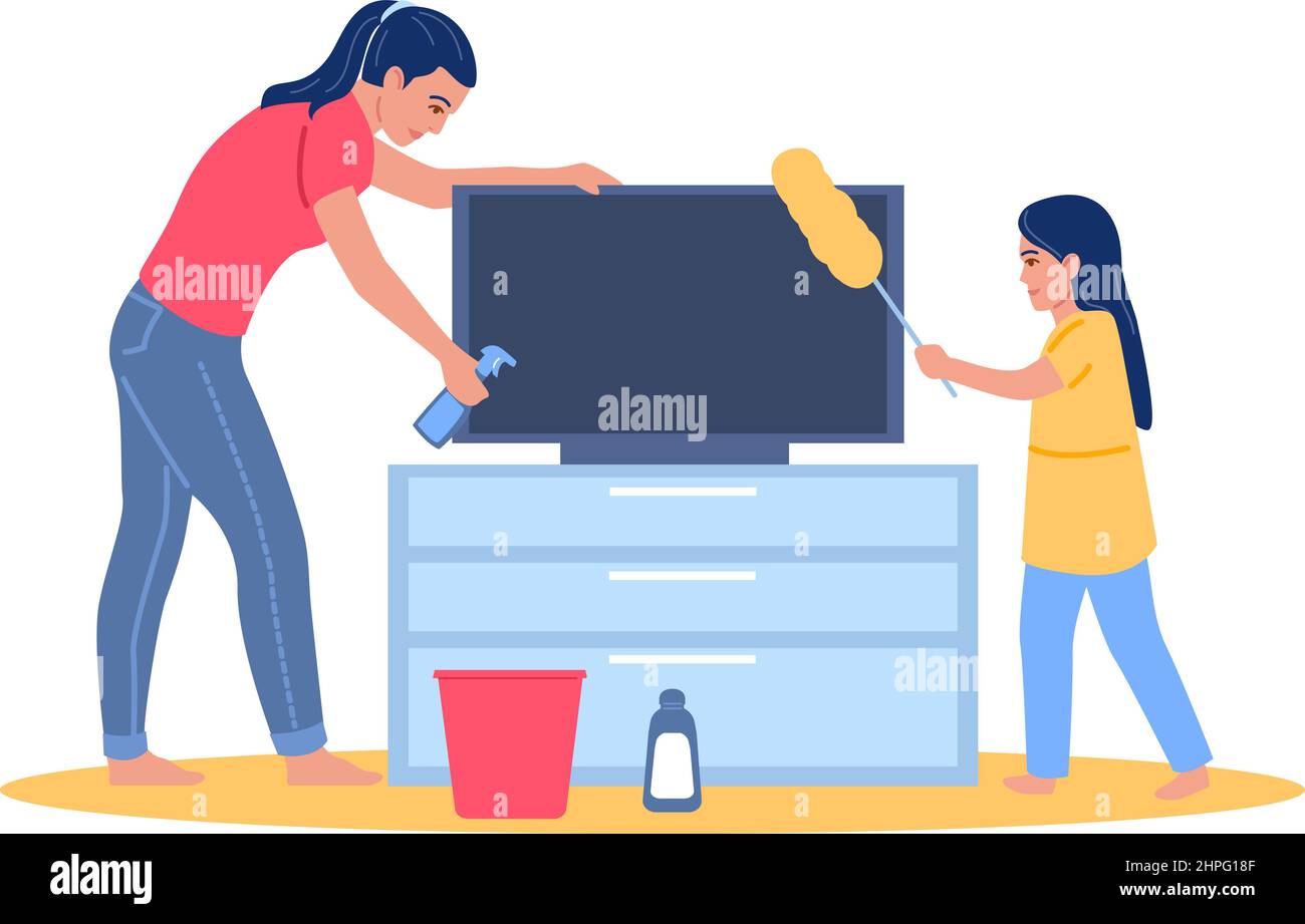 Cleaning household chores girl Stock Vector Images - Alamy