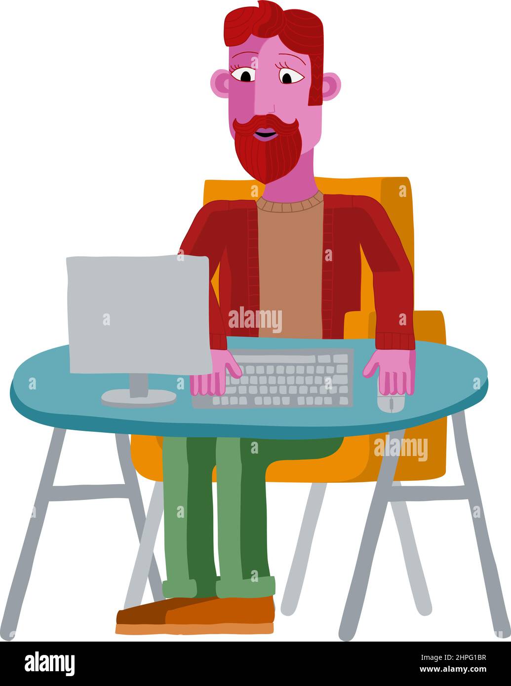 Man Working Behind Desk Computer Workstation Stock Vector Image & Art ...