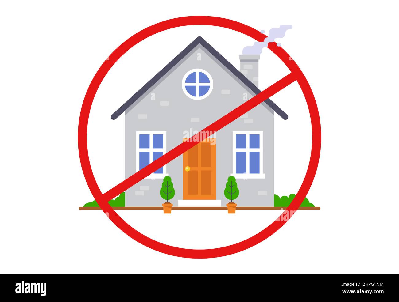 crossed out house symbol. a ban on entering the building. flat vector ...