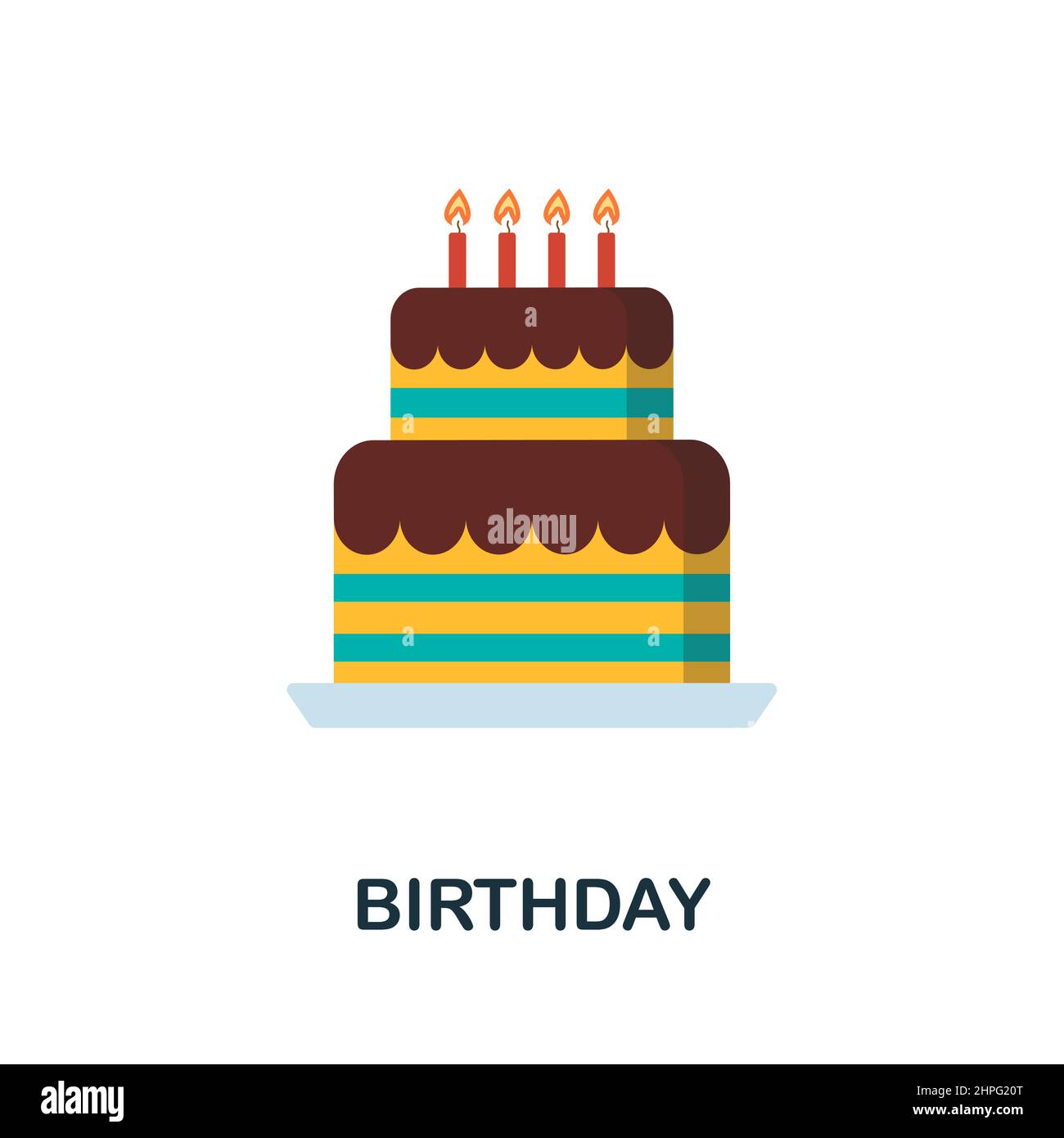 Birthday flat icon. Colored element sign from celebration collection ...