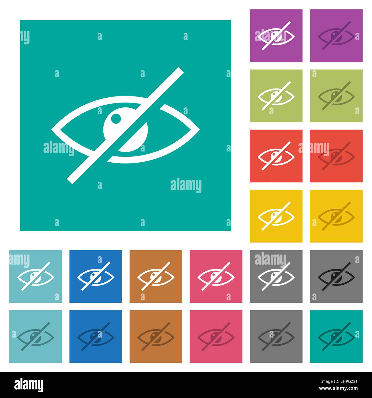 Visually impaired multi colored flat icons on plain square backgrounds ...