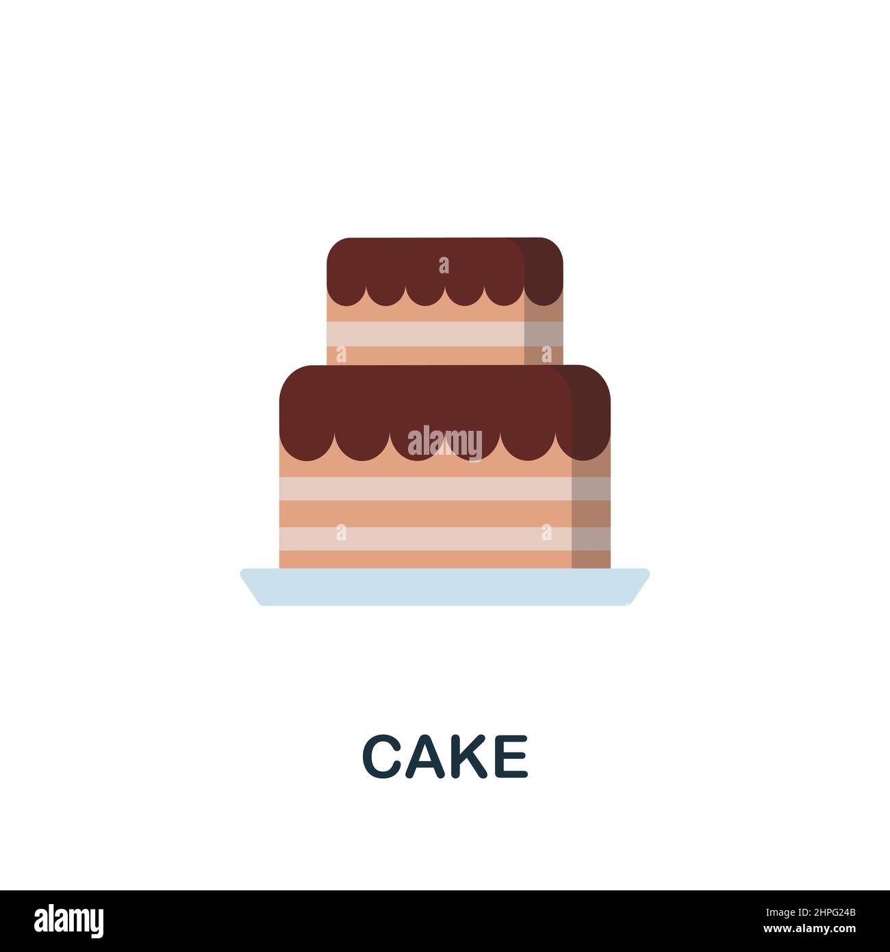 Cake flat icon. Colored element sign from celebration collection. Flat ...