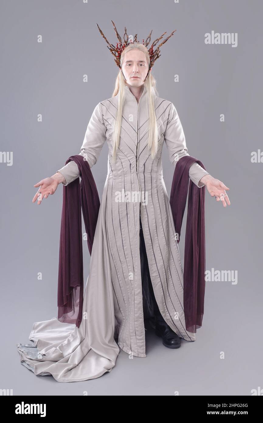 Models dressed in Wizard and troll Stock Photo - Alamy