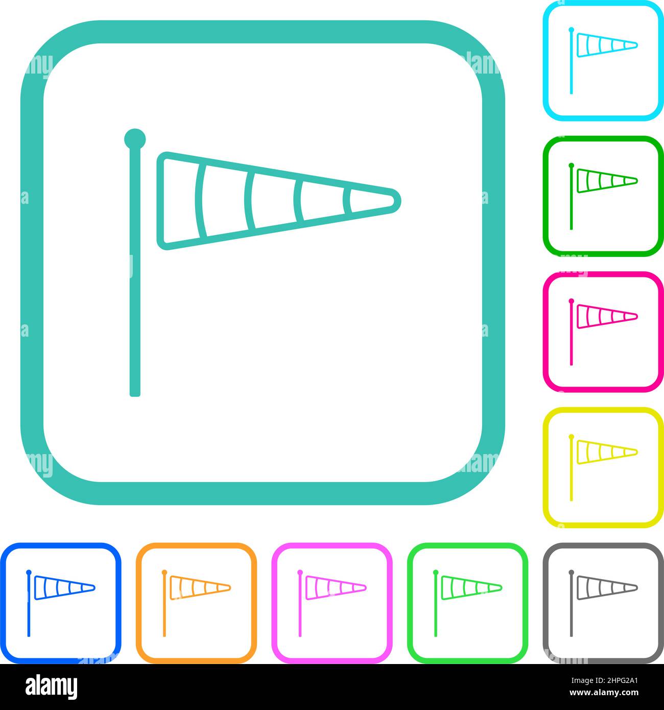 Windsock indicator outline vivid colored flat icons in curved borders ...