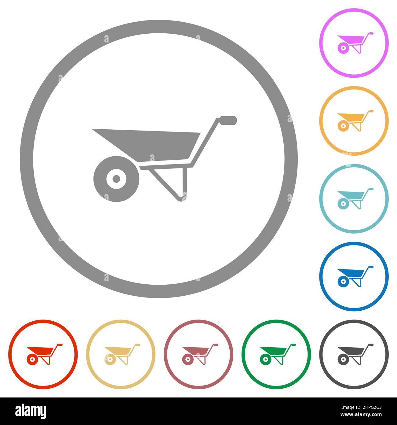 Wheelbarrow flat color icons in round outlines on white background Stock Vector Image & Art - Alamy