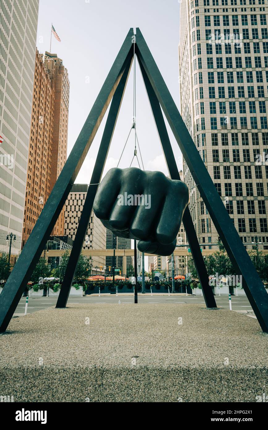 The Fist, at Hart Plaza in downtown Detroit, Michigan Stock Photo - Alamy