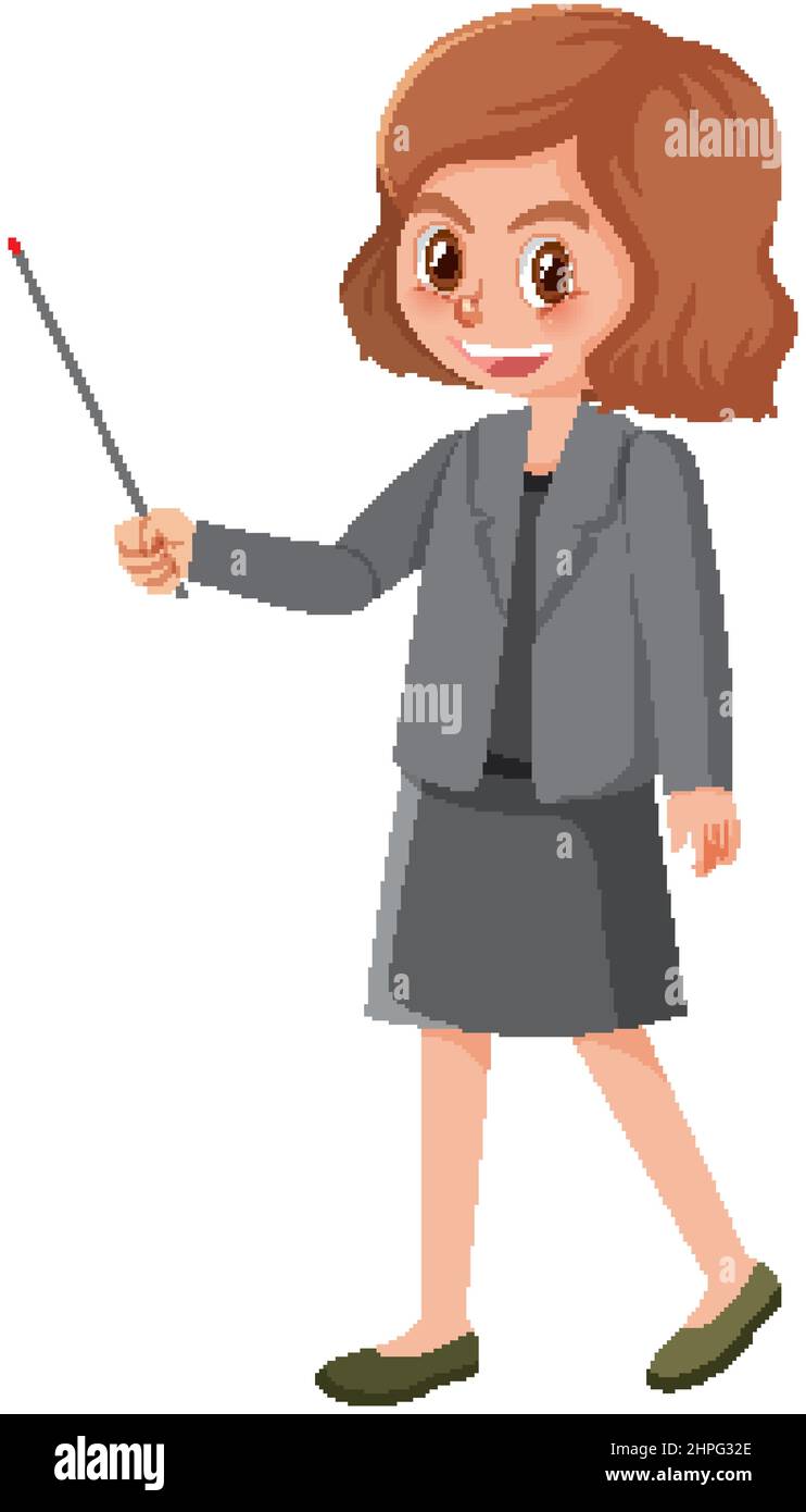 Young woman teacher teaching cartoon character illustration Stock ...