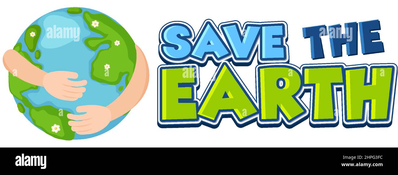 Poster design with save the earth typography logo illustration Stock ...
