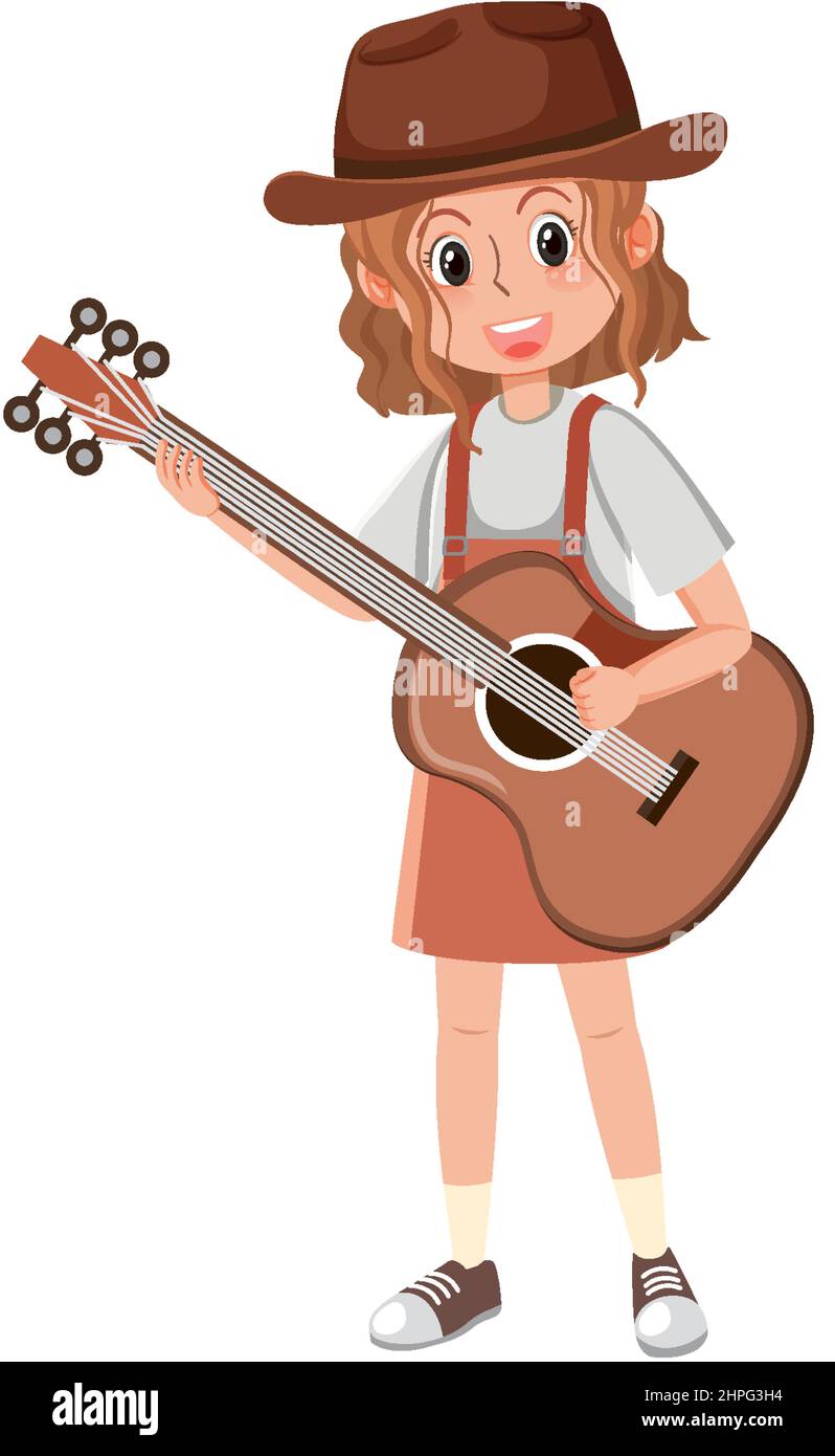 A female musician cartoon character on white background illustration ...