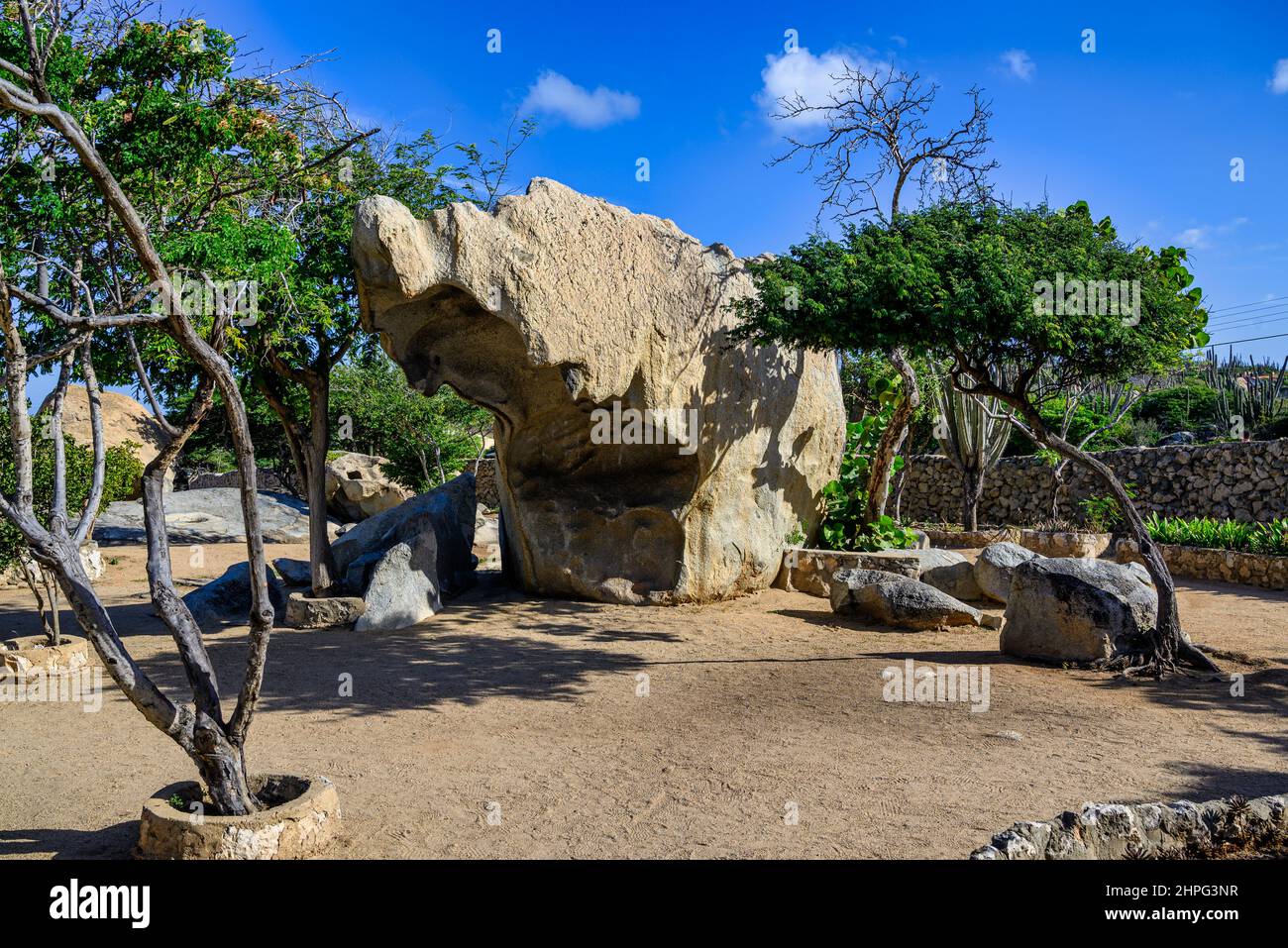 A park on the Caribbean island of Aruba at the Casibari Rock Formations ...