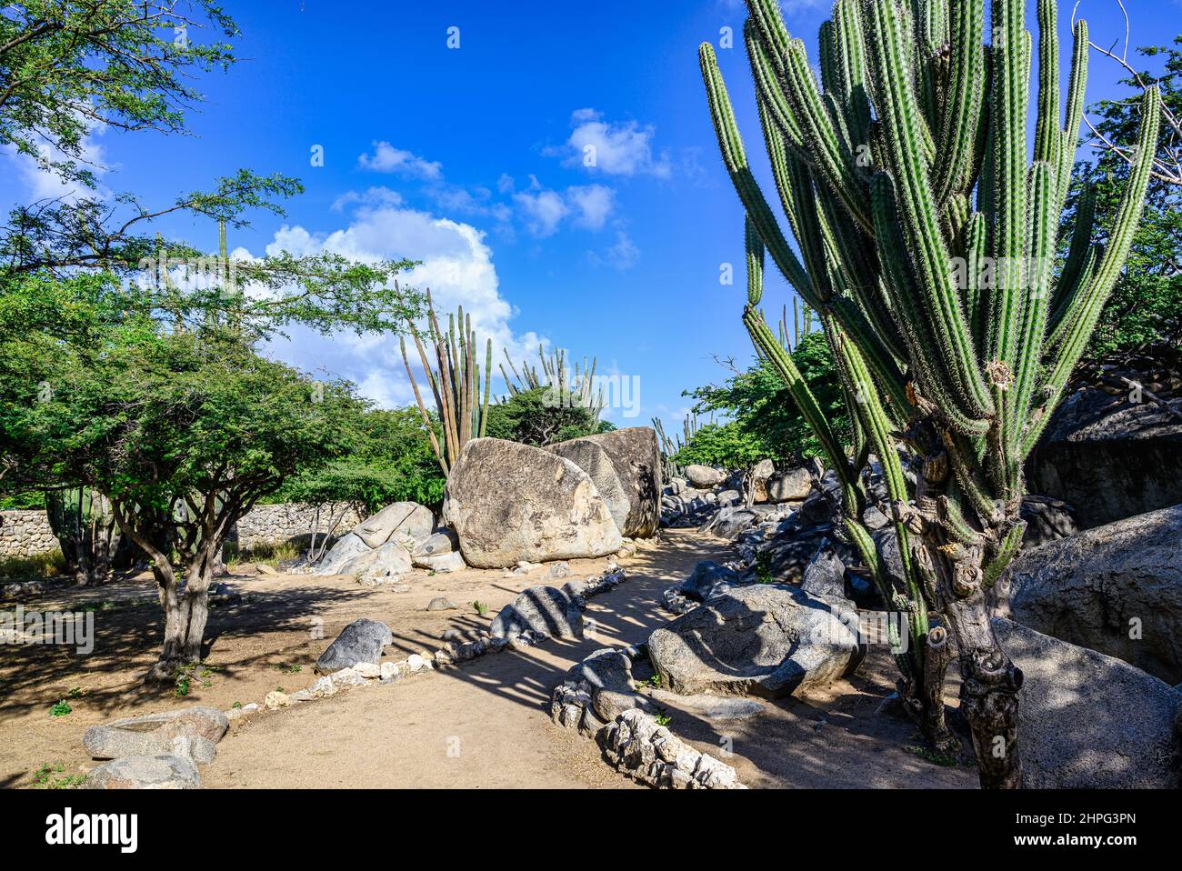 A park on the Caribbean island of Aruba at the Casibari Rock Formations ...