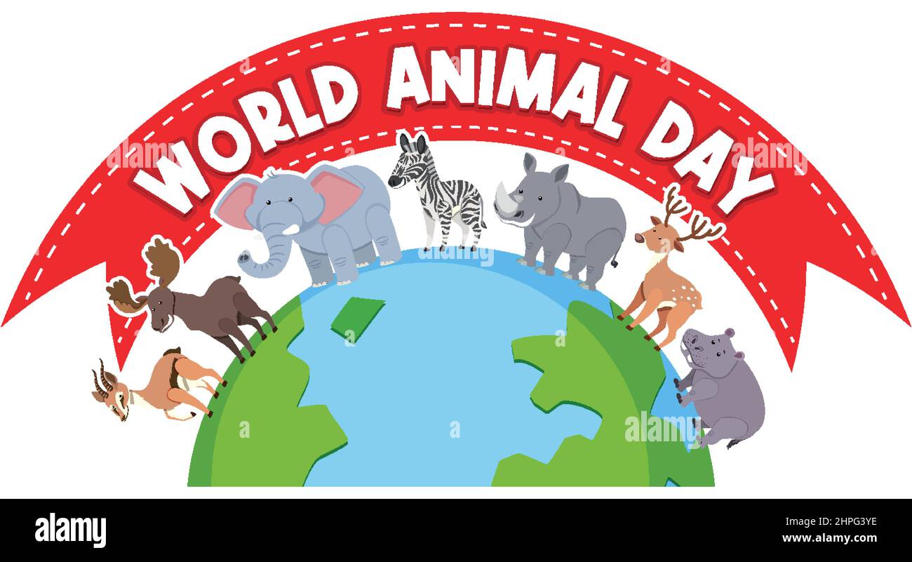 World Animal Day logo with african animals illustration Stock Vector ...