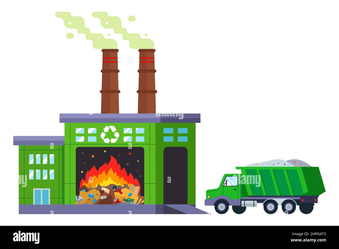 waste incineration plant. truck delivers unsorted garbage for recycling ...