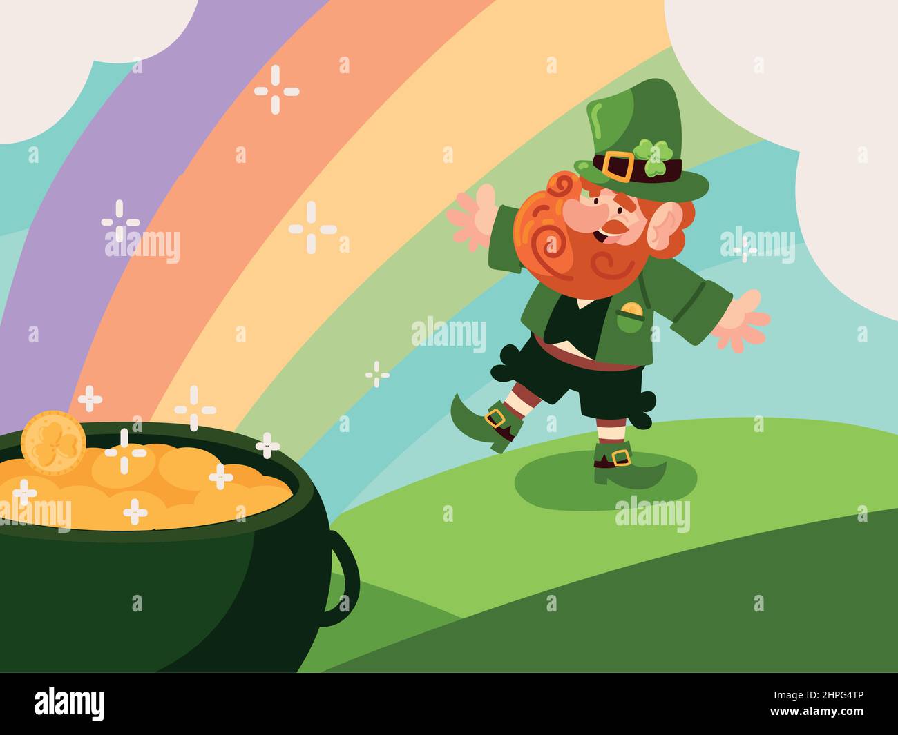 leprechaun rainbow and treasure Stock Vector Image & Art - Alamy