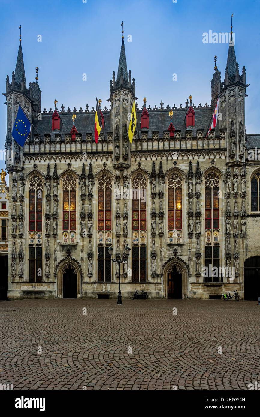 The Bruges City Hall built in the late Gothic monumental style. Photo ...