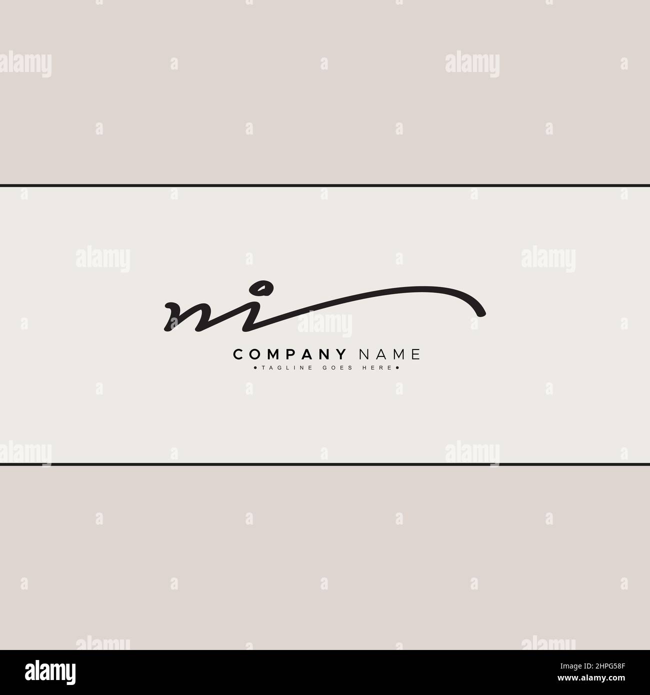 Initial Letter NI Logo - Hand Drawn Signature Style Logo - Vector Logo ...