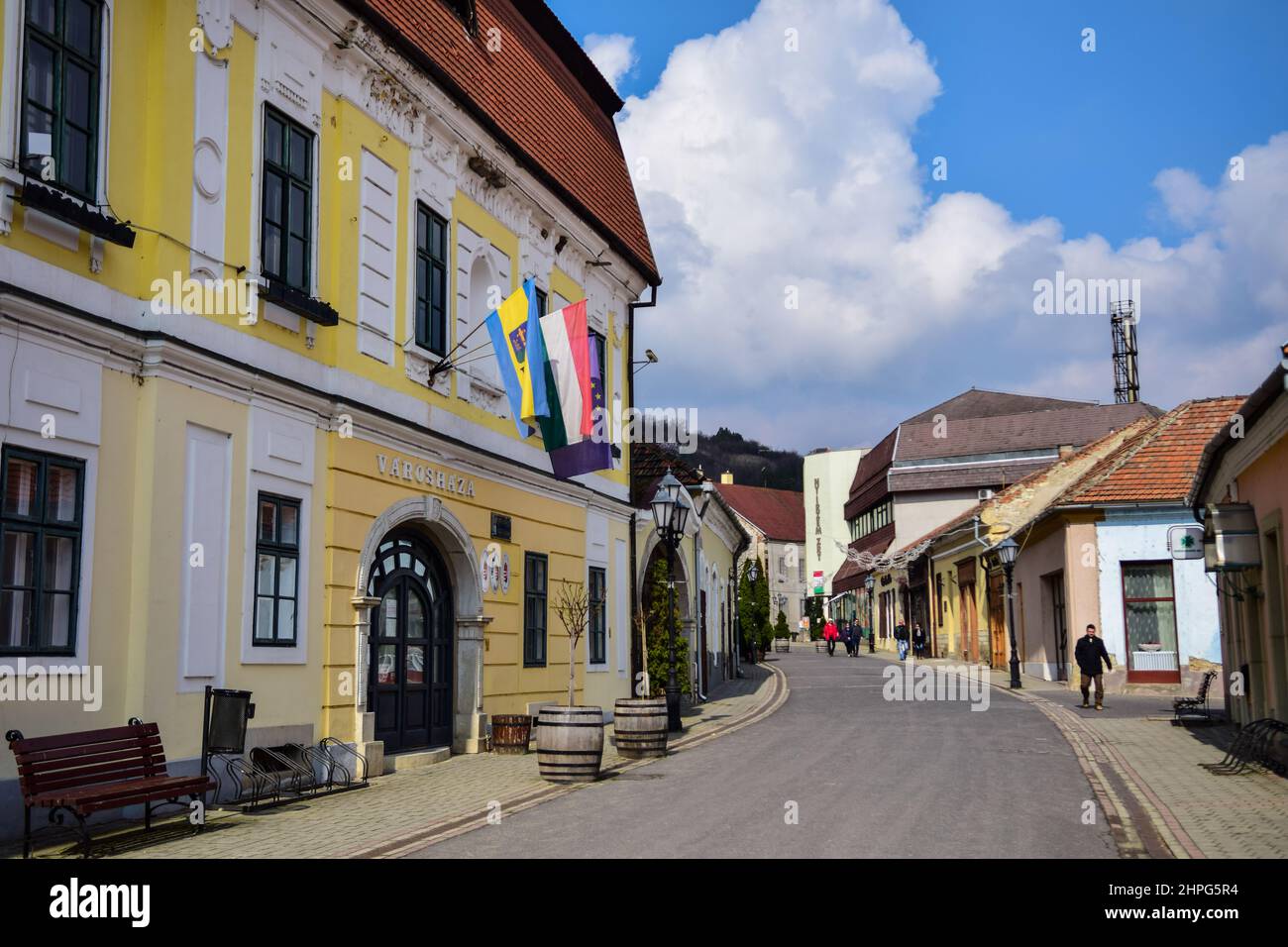 Streets in the city centre of Tokaj, historical town in Borsod-Abaúj ...